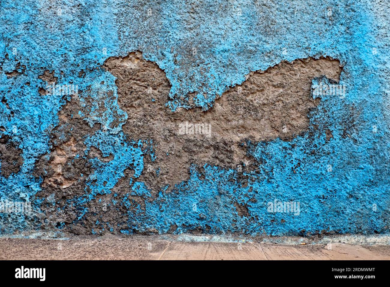 Beautiful weathered blue wall with graphic texture and patterns of ...
