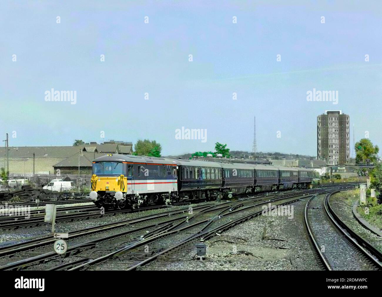 A Class 73 electro diesel locomotive number 73201 approaching East ...