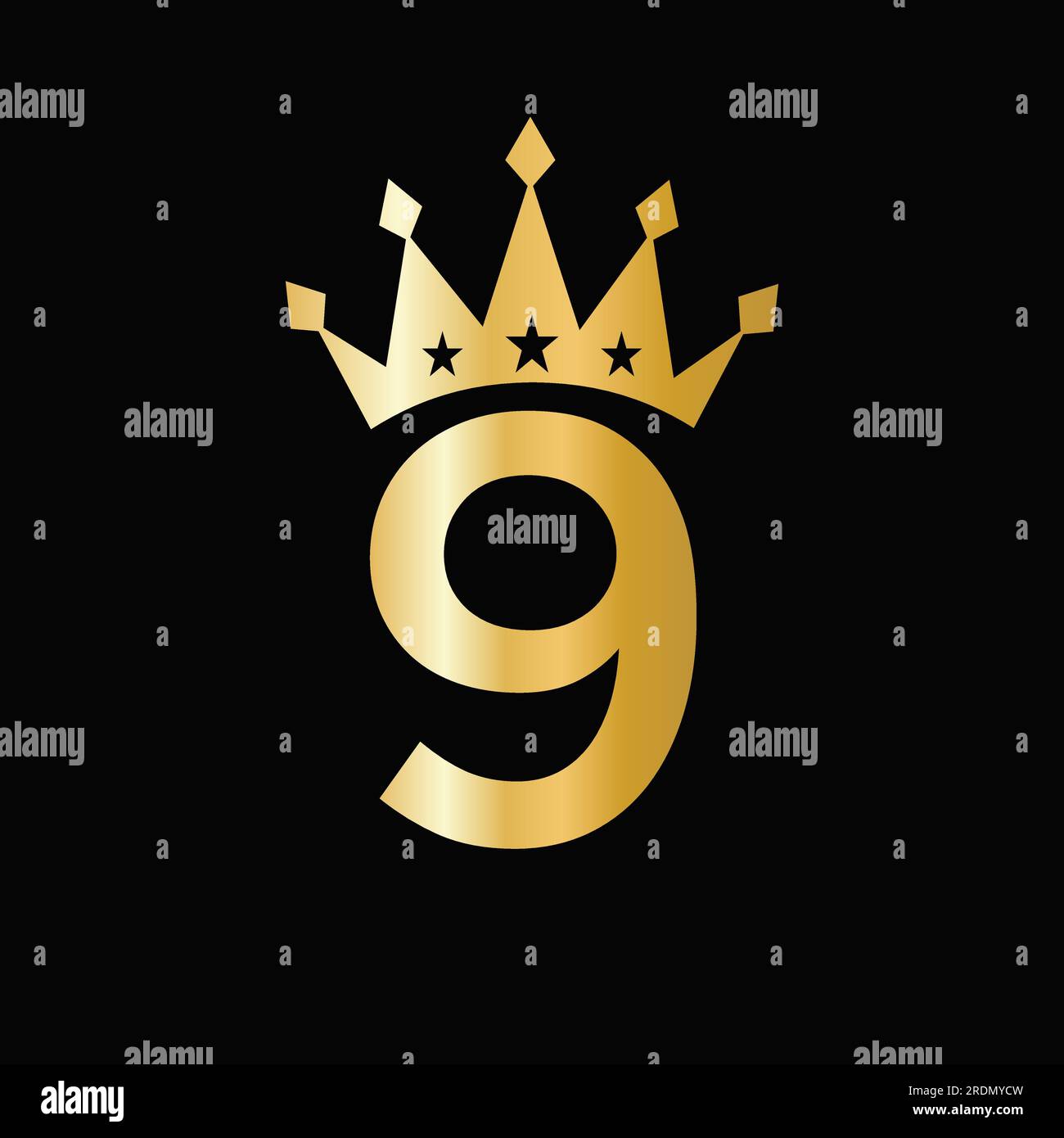 Letter 9 Luxury Logo With Crown Symbol. Crown Logotype Template Stock ...