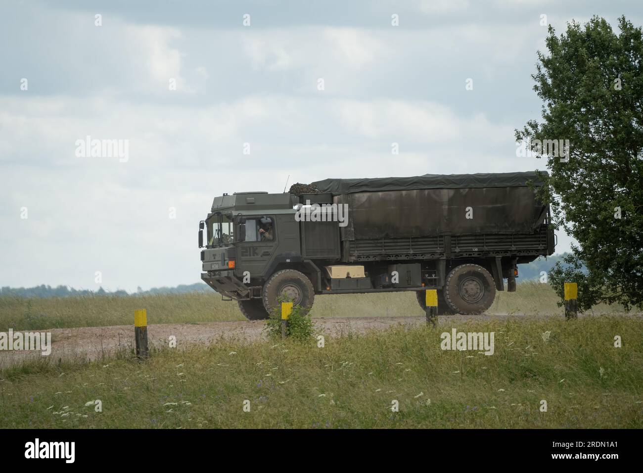 British army MAN 4x4 curtained logistics truck in action Stock Photo ...