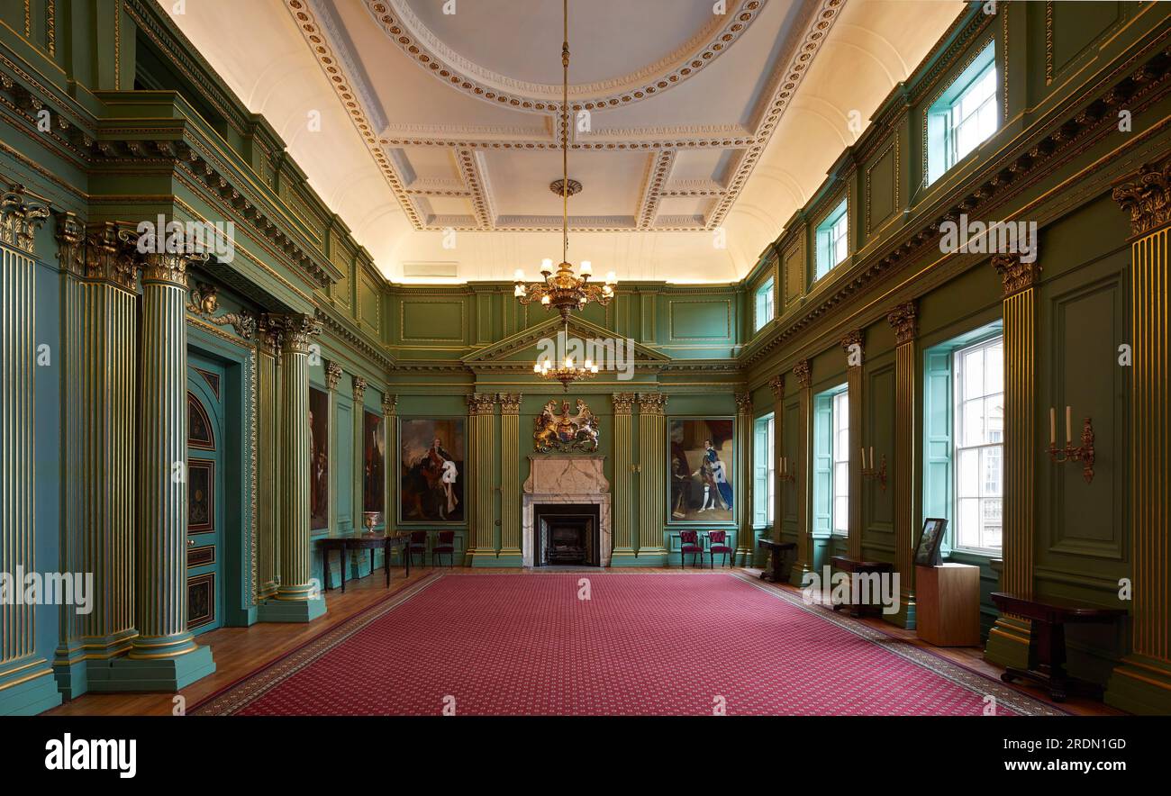 Stateroom painted in green with elaborate plaster work. York Mansion ...