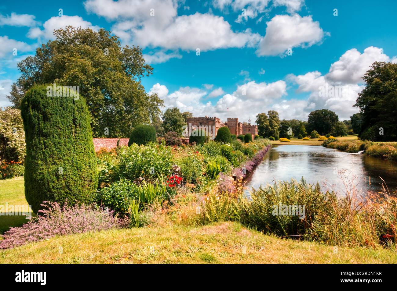 Lake view along the gardens at Forde Abbey, Chard, Somerset, UK Stock ...
