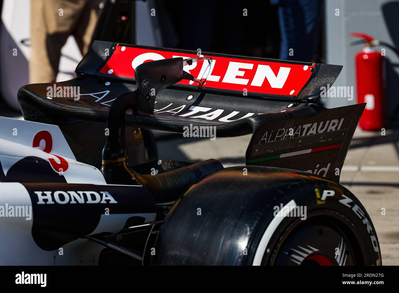 Scuderia AlphaTauri AT04, mechanical detail of the rear wing during the ...