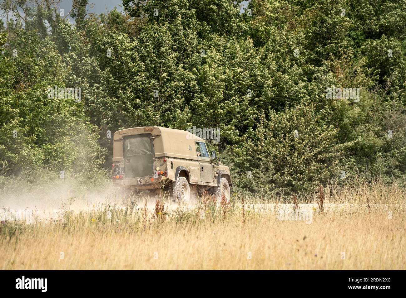British army Land Rover Defender Wolf on a military exercise, Wilts UK ...