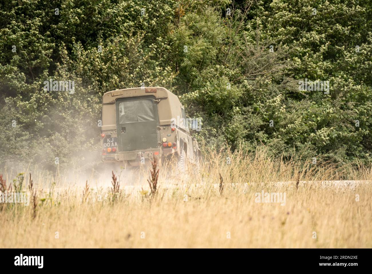 British army Land Rover Defender Wolf on a military exercise, Wilts UK ...