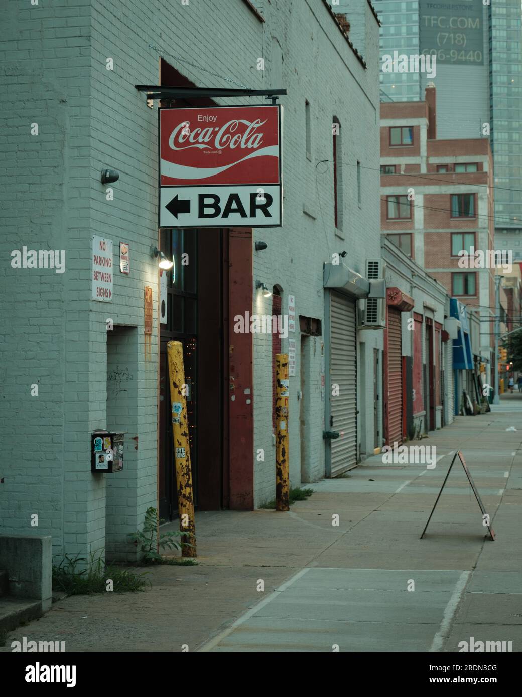 Vintage Coca-Cola Bar sign in Long Island City, Queens, New York Stock ...