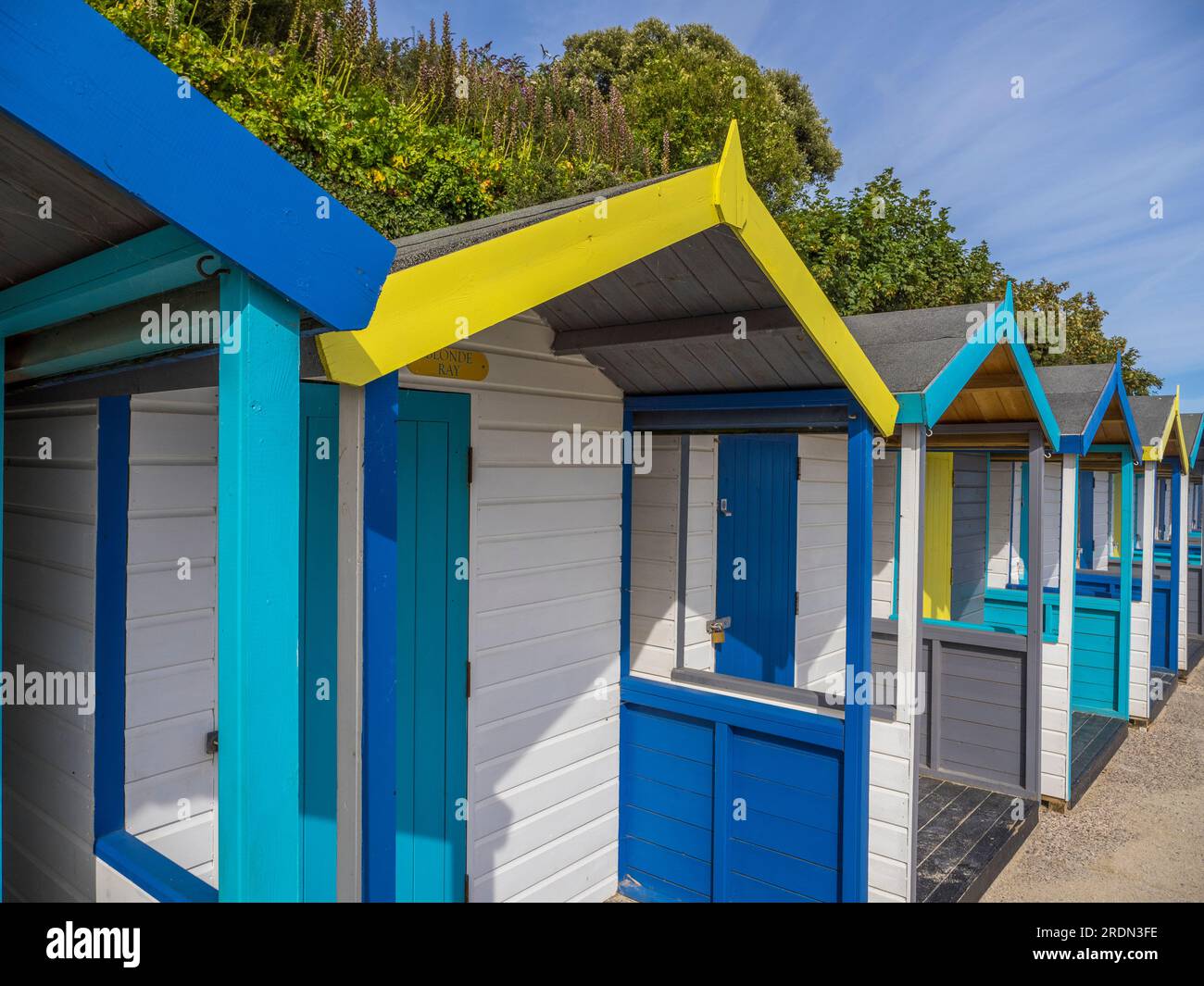 Multi Coloured Beach Huts, Swanpool Beach, Falmouth, Cornwall, England ...