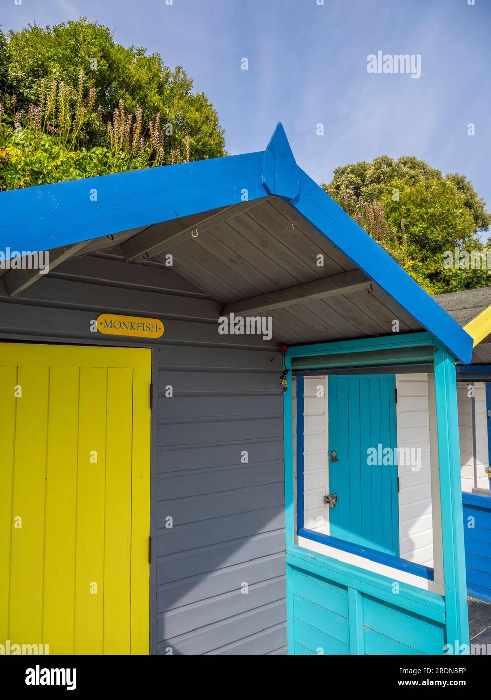 Multi Coloured Beach Huts, Swanpool Beach, Falmouth, Cornwall, England ...