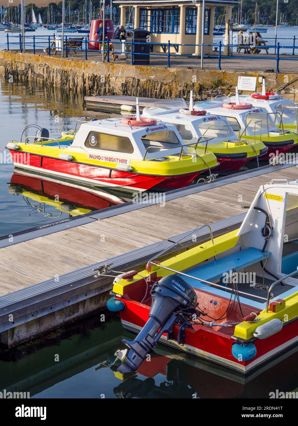 Red and Yellow Pleasure Boats, Falmouth Harbour, Falmouth, Cornwall ...
