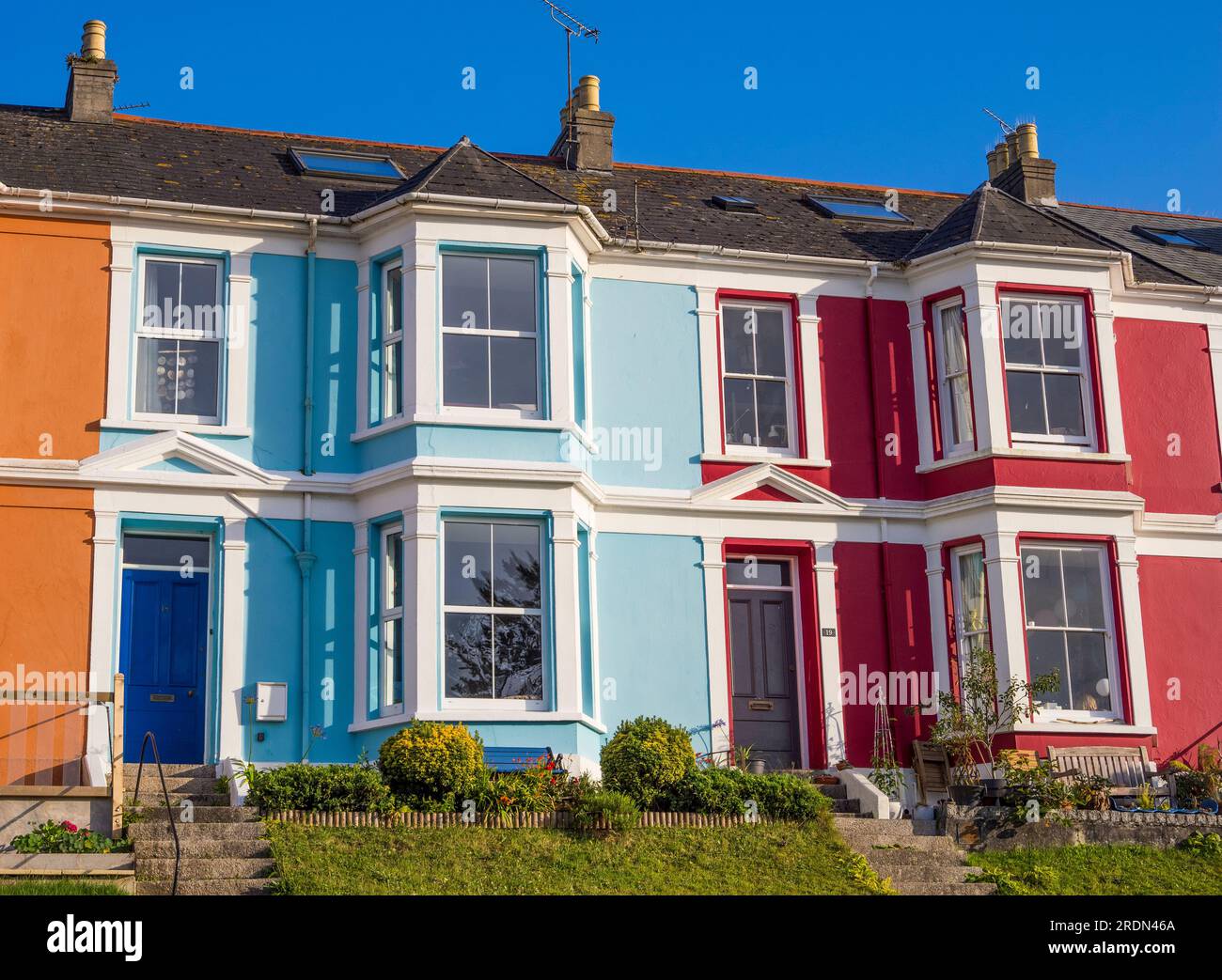 Multi-Coloured, Terrace Housing, Bar Terrace, Falmouth, Cornwall ...
