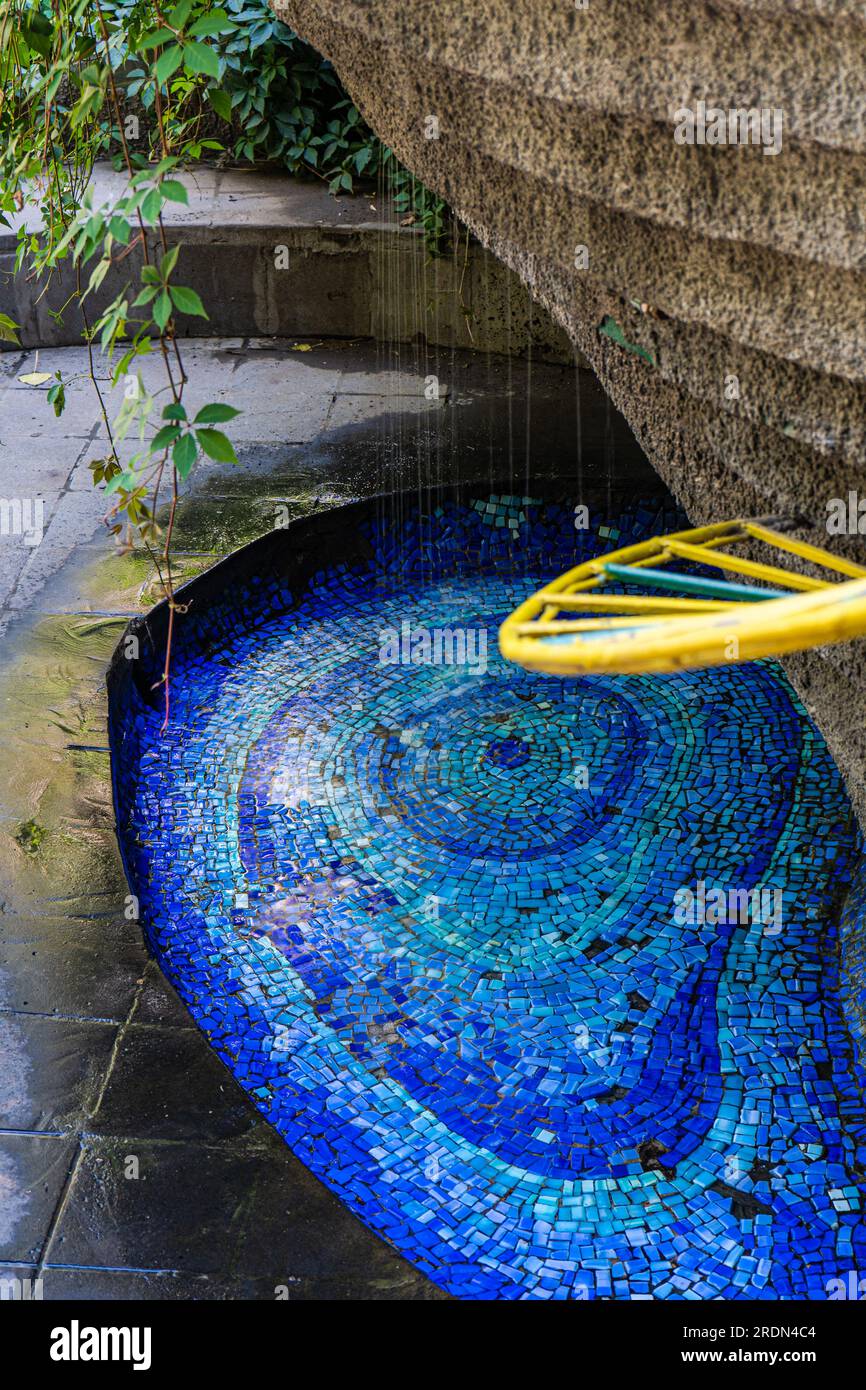 Mziuri park fountain with blue tiles on the bottom Stock Photo - Alamy