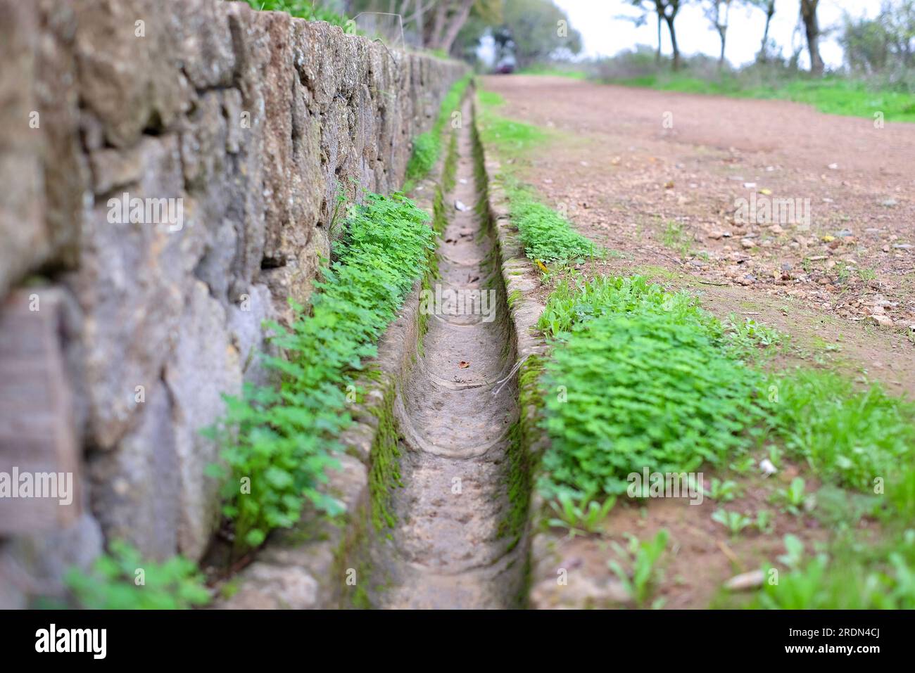 A country road and an old aqueduct, simple rural landscape Stock Photo ...