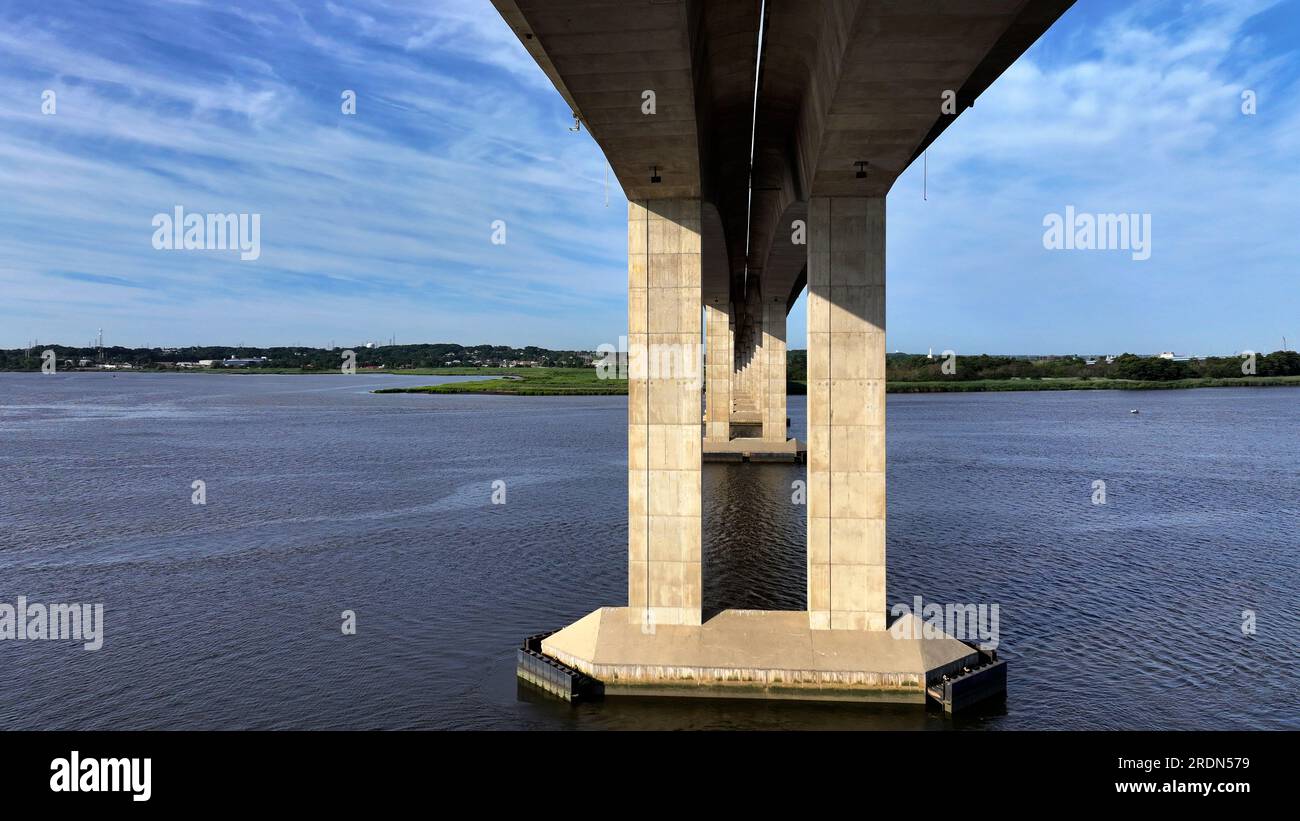 Viewing the Victory Bridge over the Raritan River from underneath Stock ...