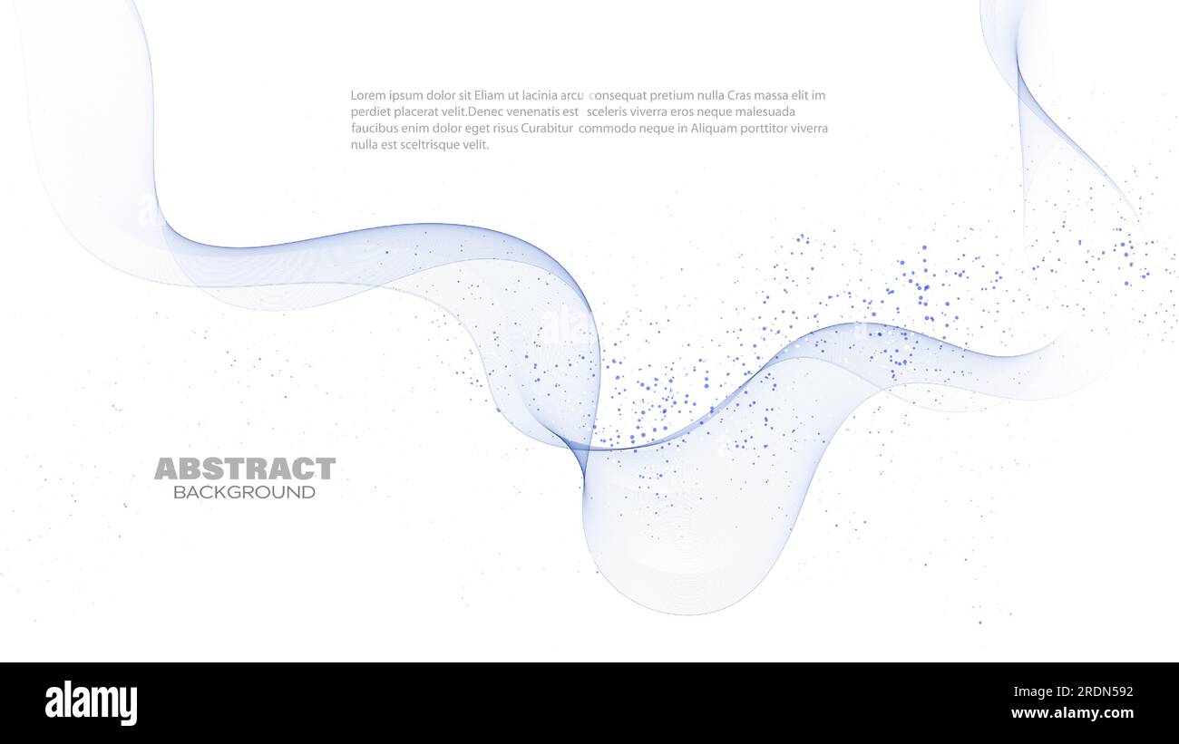 Blue swirling wavy lines, transparent smoky wave flow with round small particles Stock Vector ...