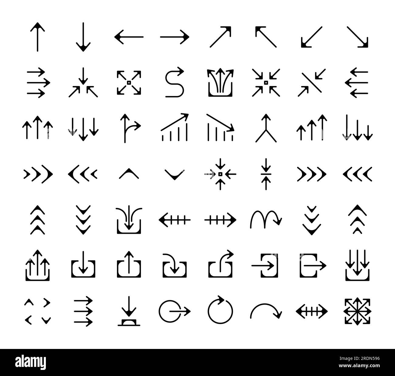 Black arrow icons in outline style. Collection of various black arrow icons vector for signs ...