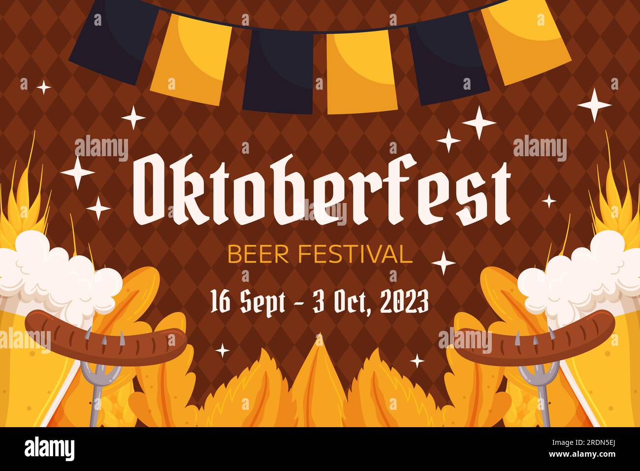 Oktoberfest German beer festival background. Design with glass of beer ...