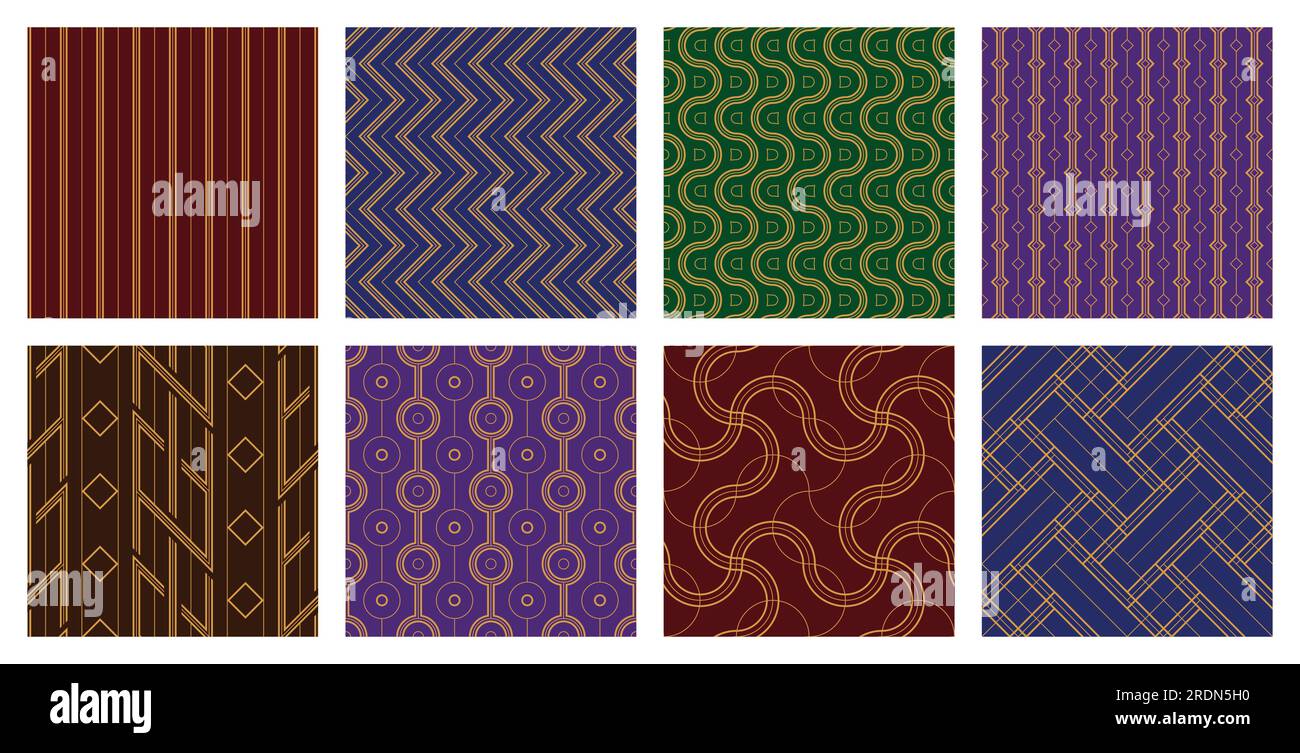 Luxurious stripes seamless patterns. Set of 8 luxurious repeatable stripes vector patterns for ...