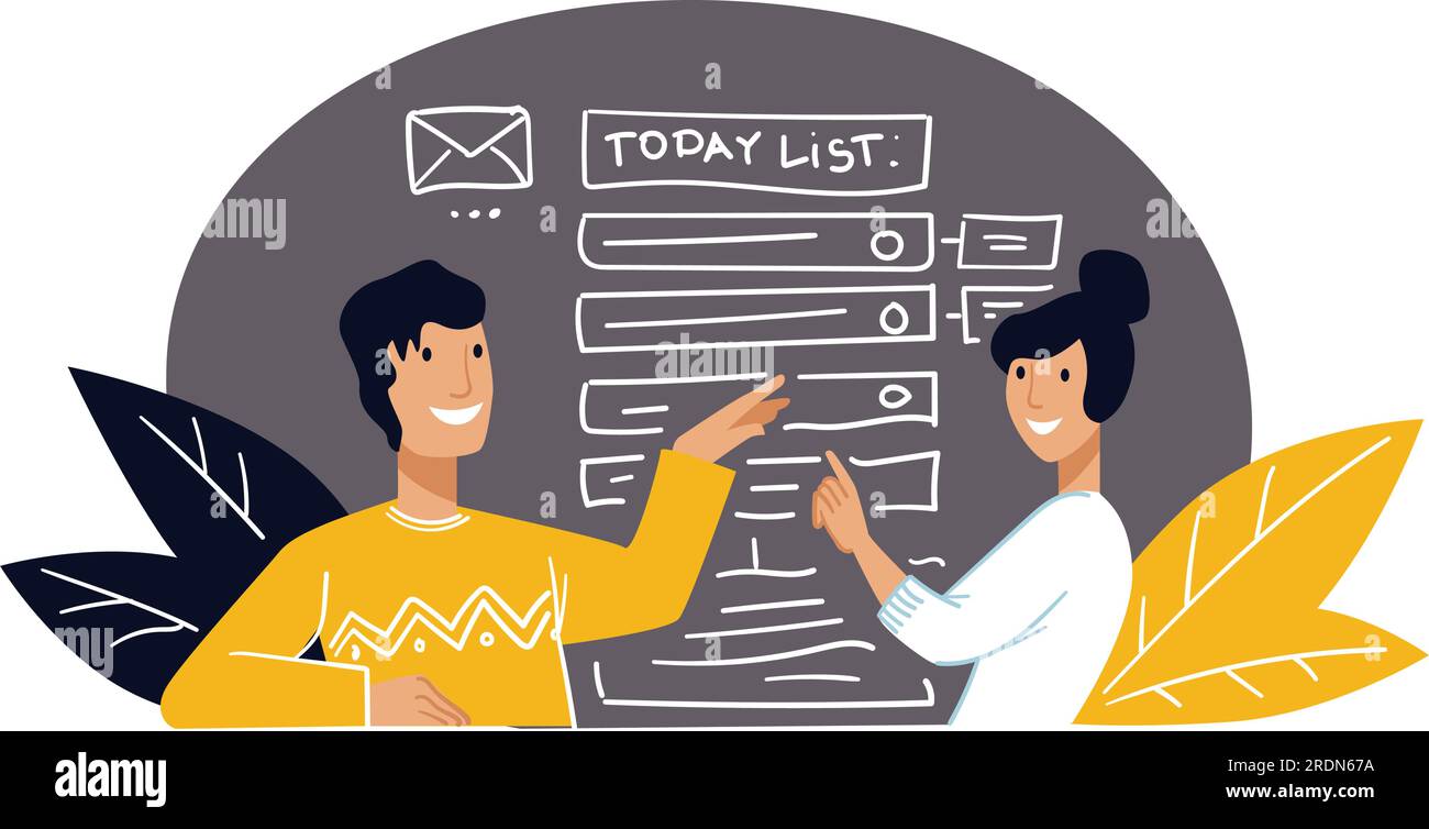 Business tasks and deadlines, planning list of projects to do. Man and ...