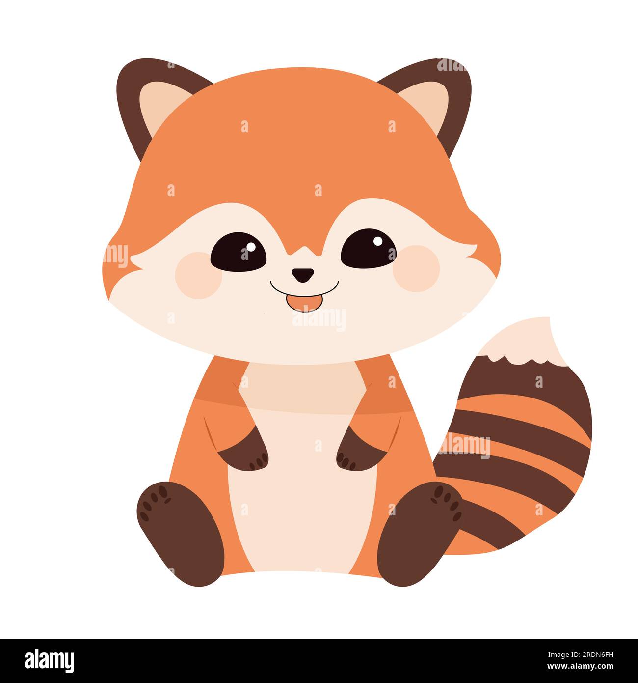 Cartoon small red fox. Funny raccoon with black paws, cute jumping ...