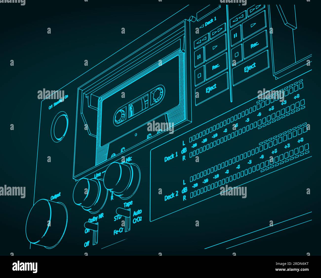 Stylized vector illustration of a cassette deck of a tape recorder ...
