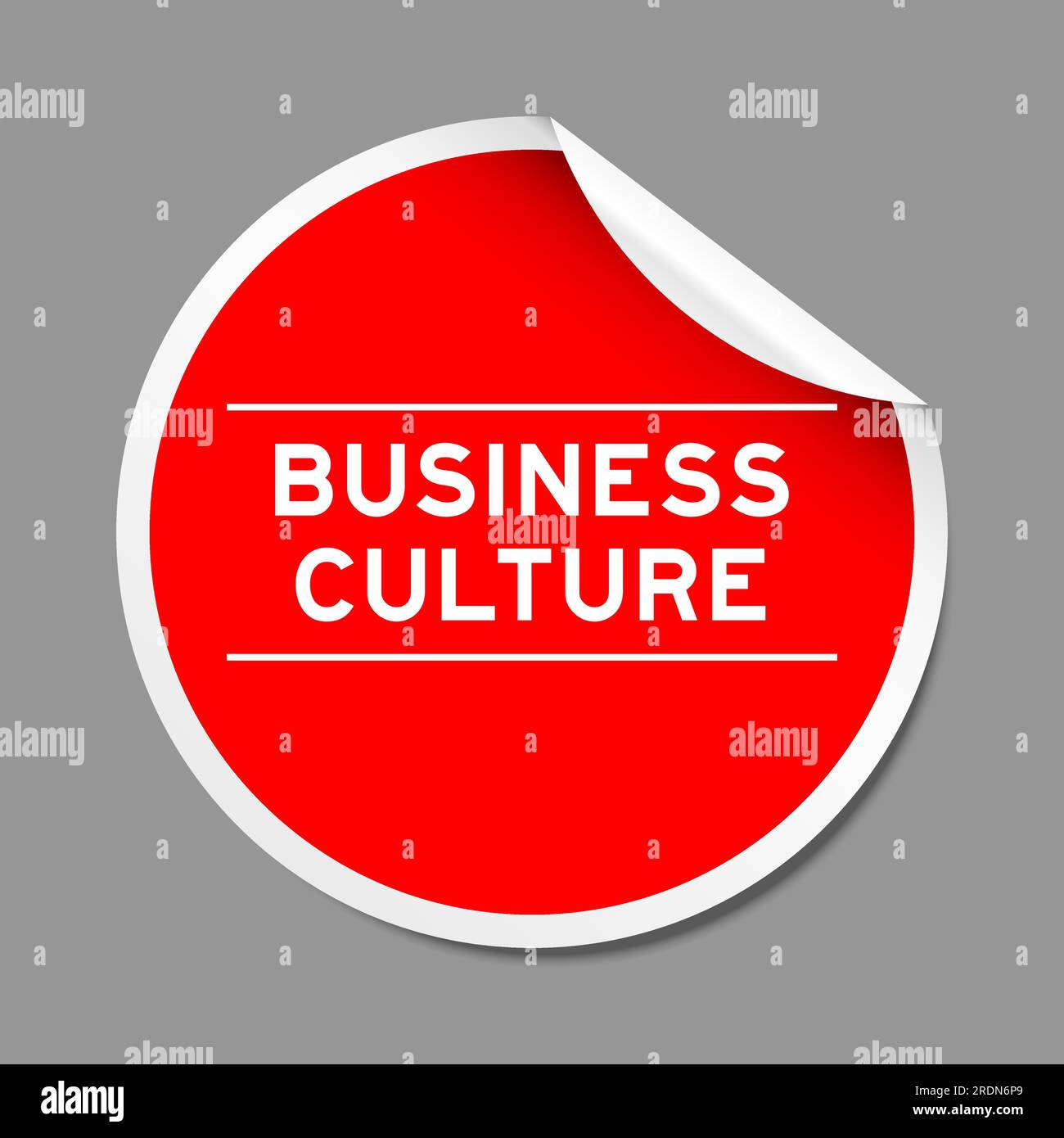 Red color peel sticker label with word business culture on gray ...