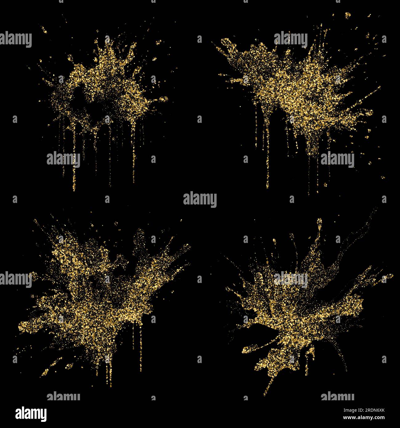 Explosion of golden glitter confetti. Gold dust and particles splatter ...