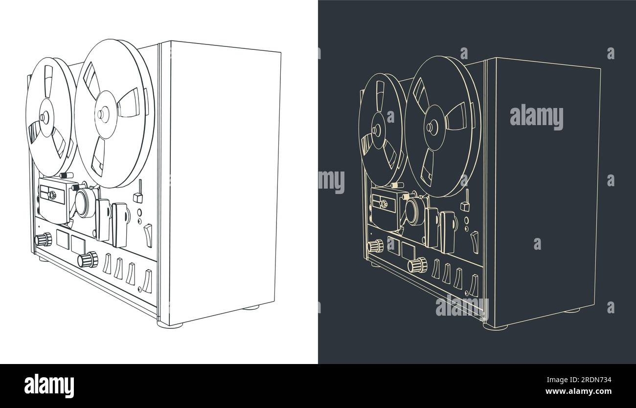 Stylized vector illustration of a reel to reel tape recorder Stock ...