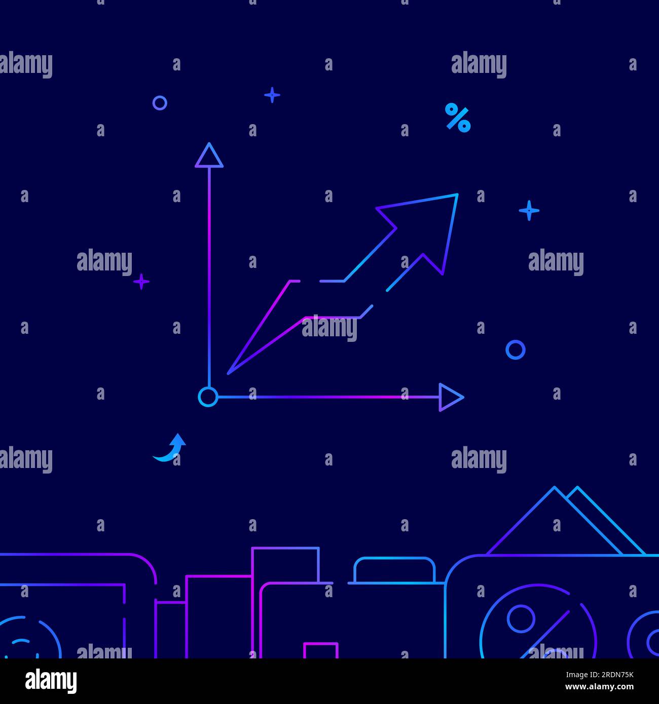 Graph up chart arrow gradient line vector icon, simple illustration on ...