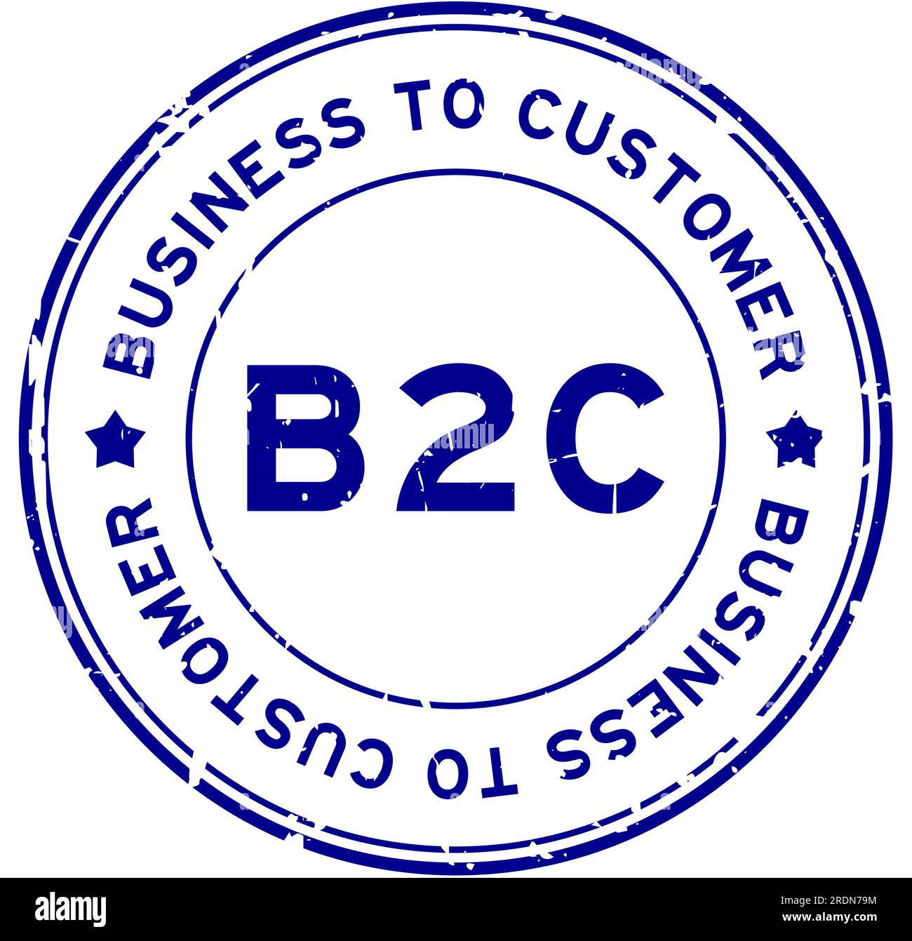 Grunge blue b2c business to consumer word round rubber seal stamp on ...