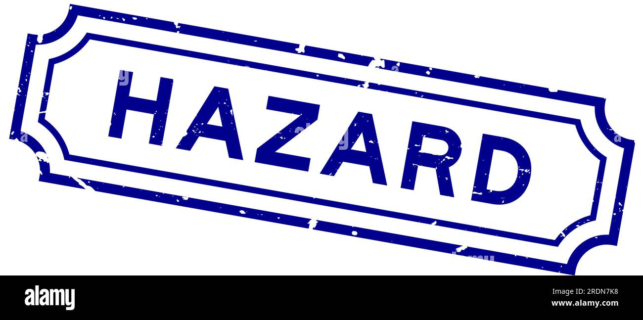 Grunge blue hazard word rubber seal stamp on white background Stock ...