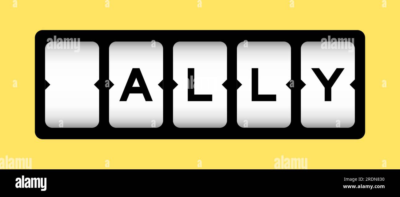 Black color in word ally on slot banner with yellow color background ...