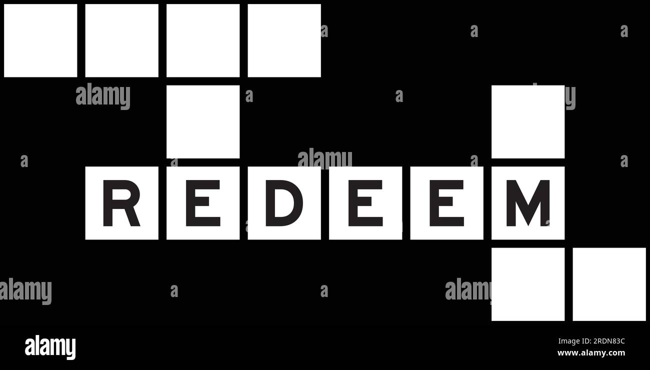 Alphabet letter in word redeem on crossword puzzle background Stock ...