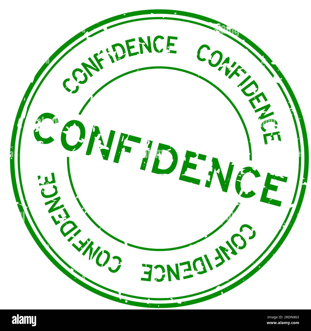 Grunge green confidence word round rubber seal stamp on white ...
