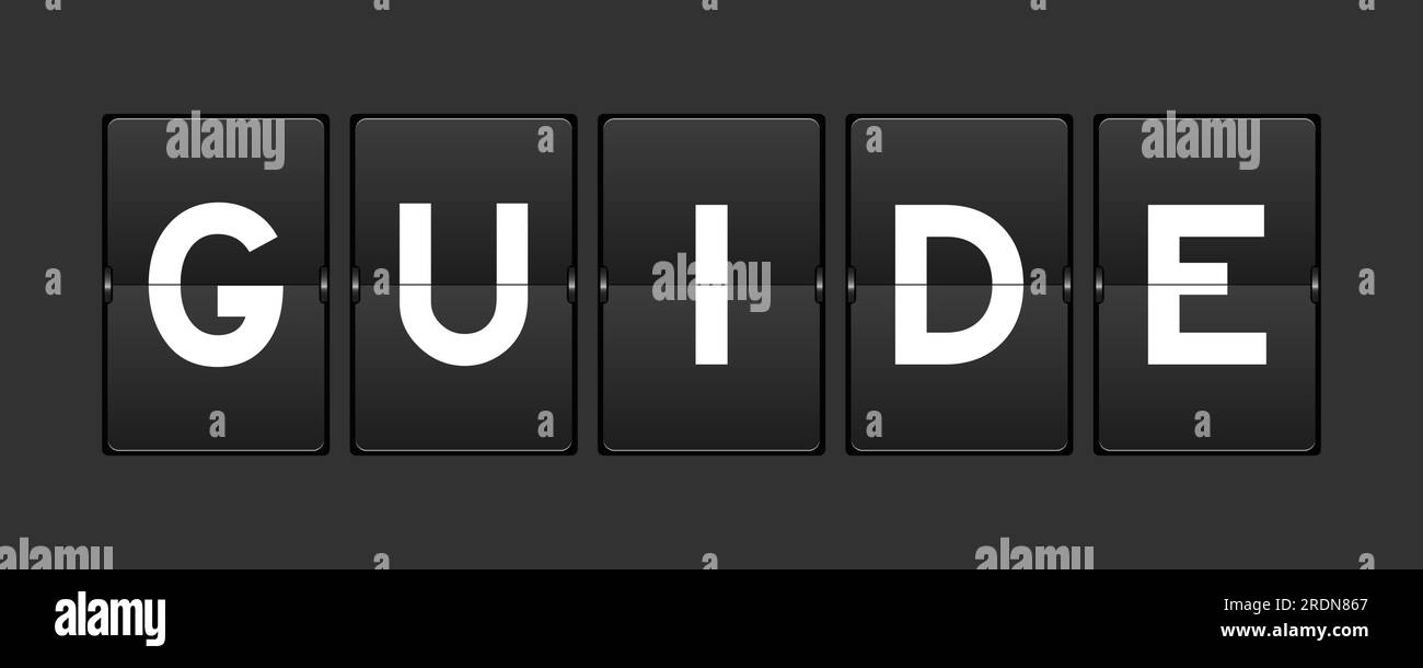 Black color analog flip board with word guide on gray background Stock ...