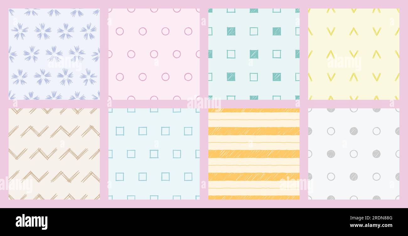 Colorful hand drawn seamless patterns. Seamless vector patterns with ... Colorful hand drawn seamless patterns. Seamless vector patterns with ...