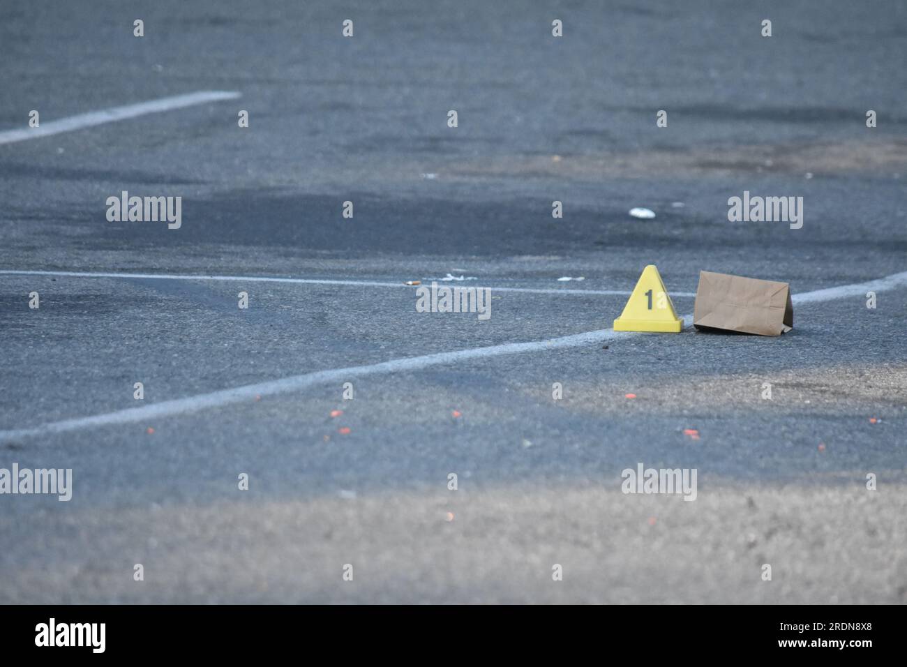 Newark, United States. 22nd July, 2023. Evidence markers seen at the ...