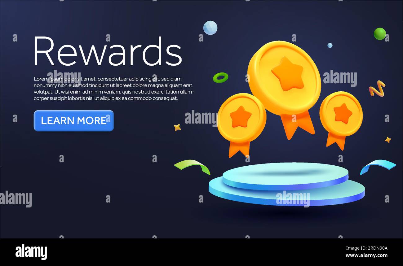 3d floating golden medals on podium, confetti effect, isolated on ...