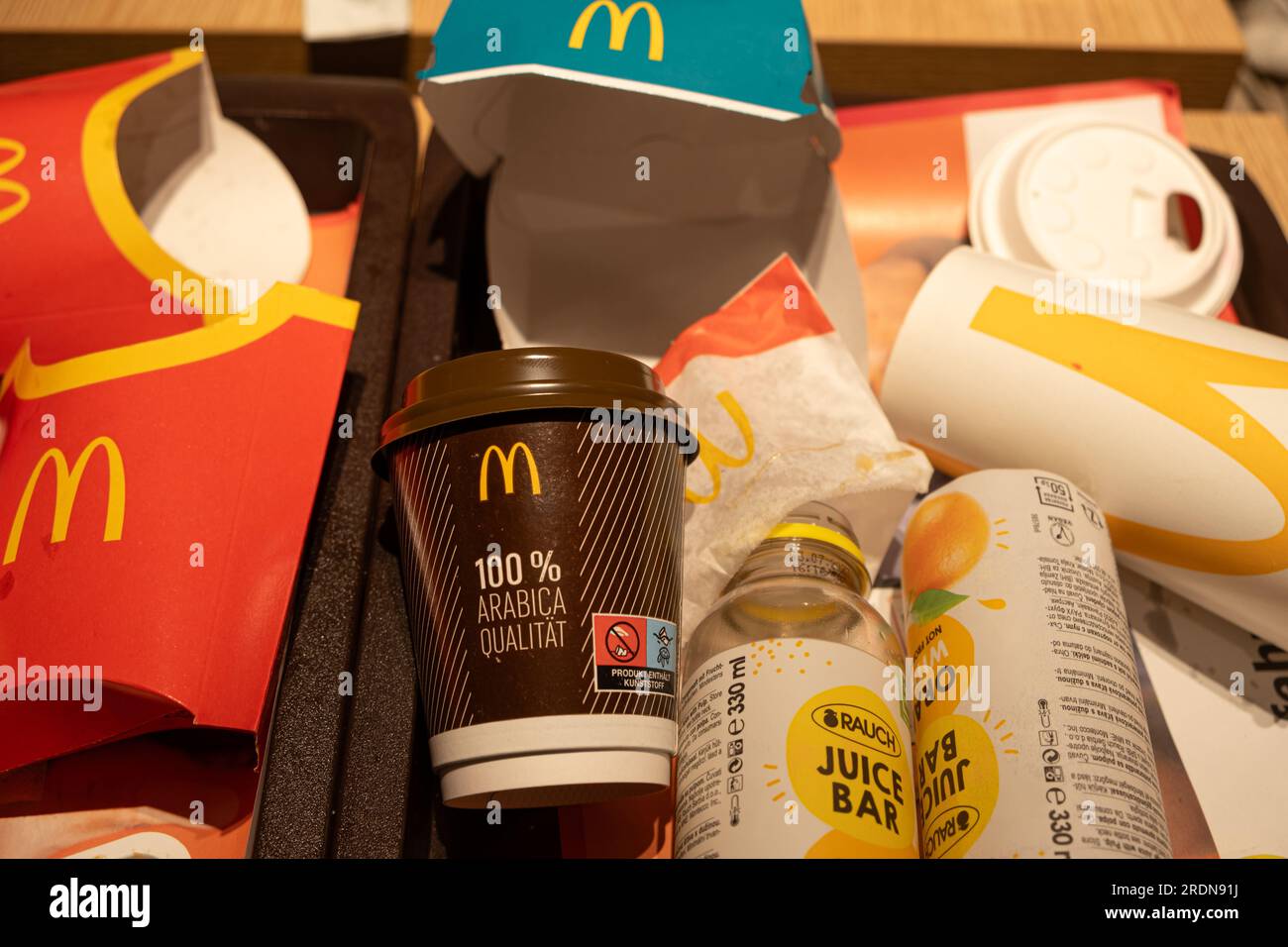 Garbage after eating McDonald's food, paper and plastic recyclable and ...