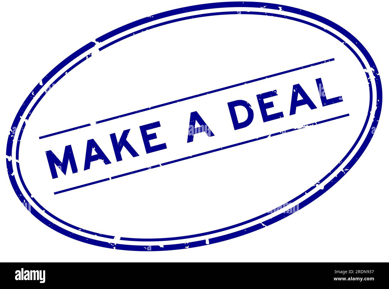 Grunge blue make a deal word oval rubber seal stamp on white background ...