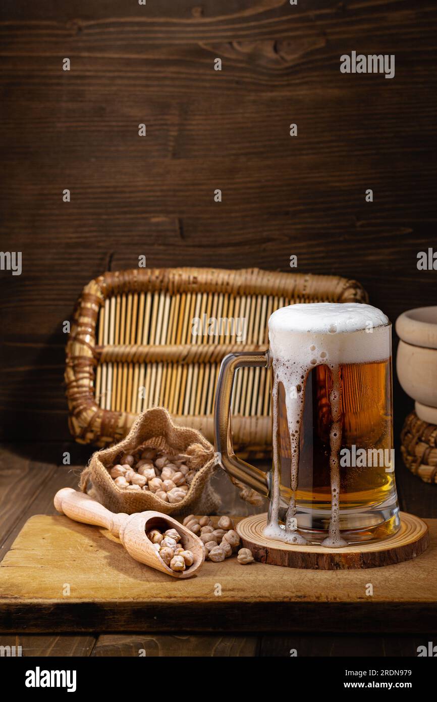 Assorted Beers in a Flight Ready on a wooden background for Tasting ...