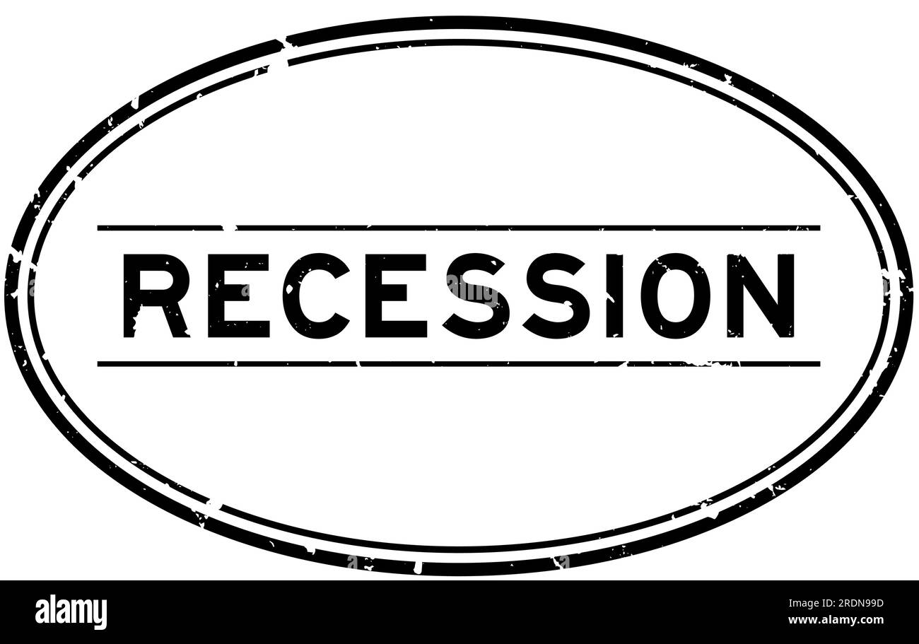 Grunge black recession word oval rubber seal stamp on white background ...
