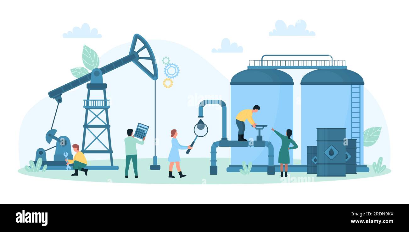 Safety inspection of oil industry equipment by workers vector ...