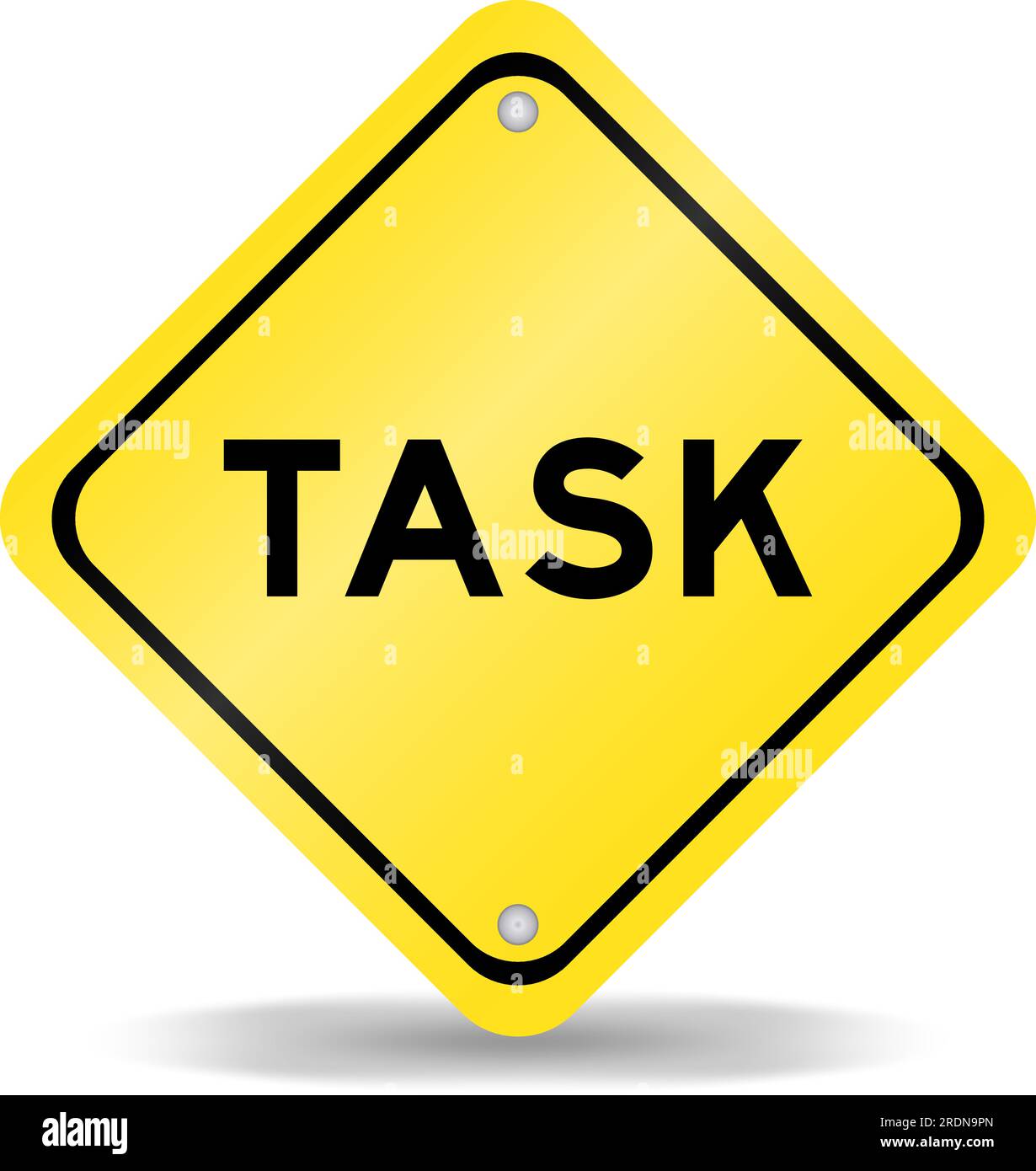 Yellow color transportation sign with word task on white background ...