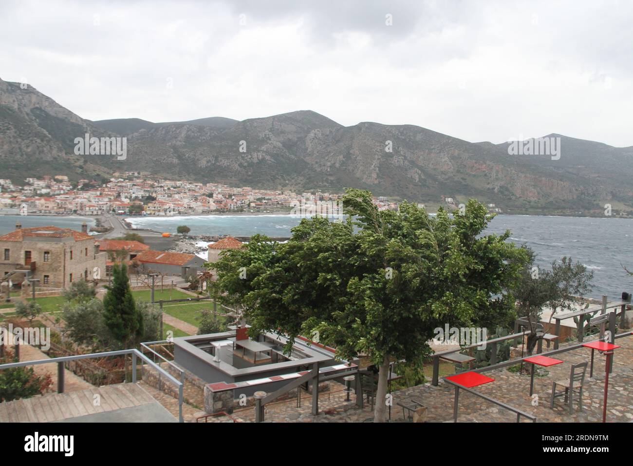 Beach side town of Monemvasia, Greece Stock Photo - Alamy