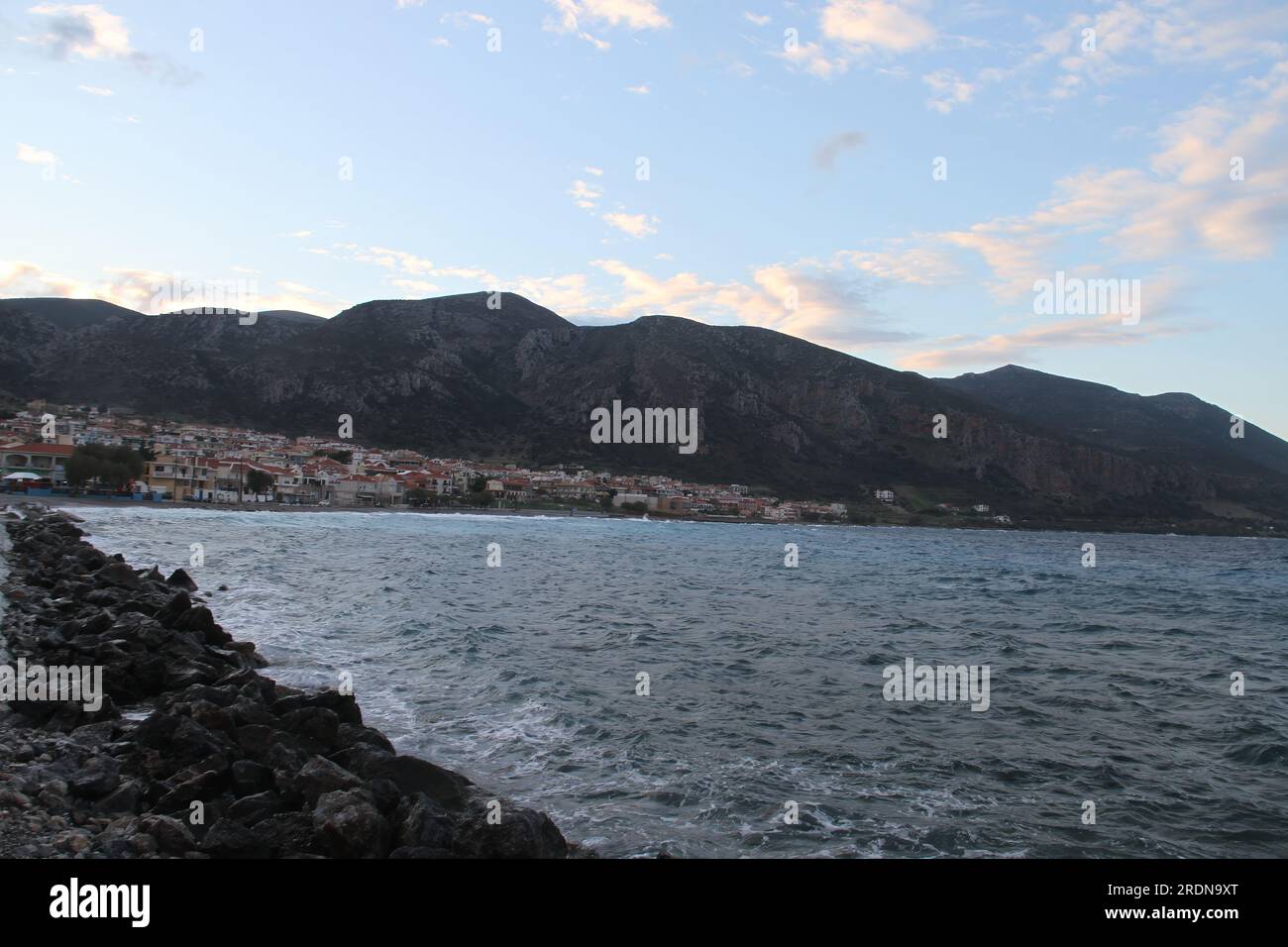 Beach side town of Monemvasia, Greece Stock Photo - Alamy