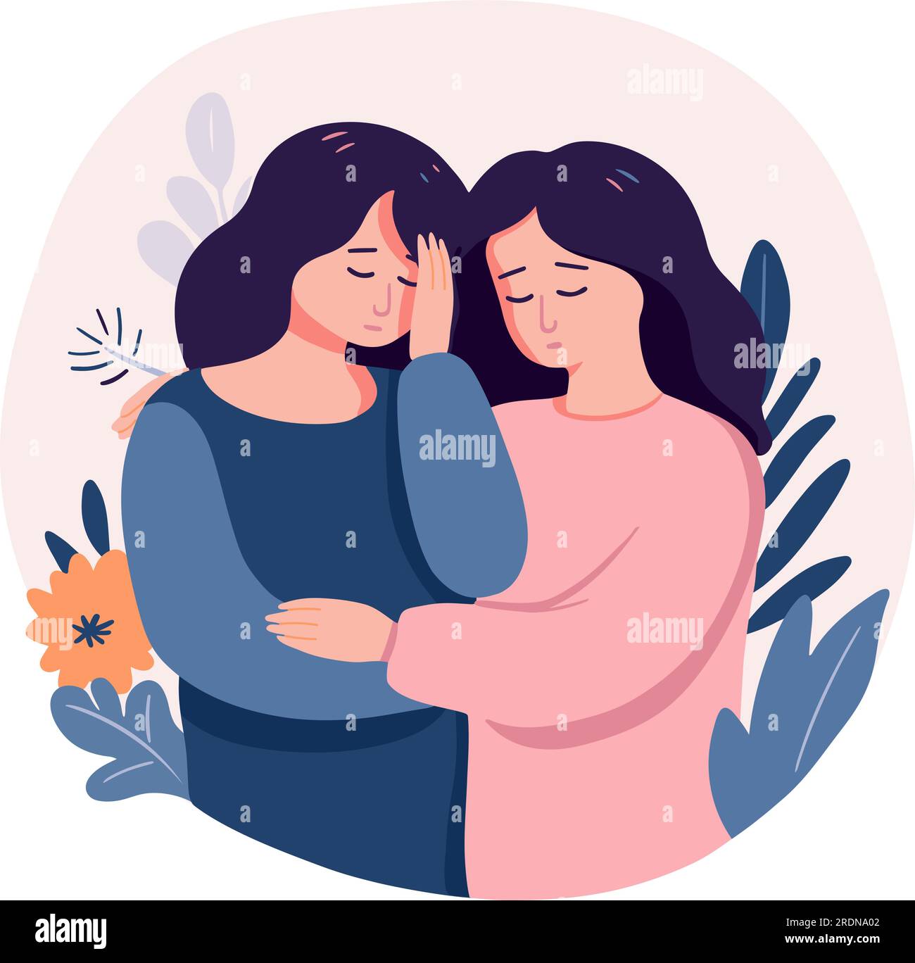 A woman supporting her friend in grief, vector illustration Stock ...