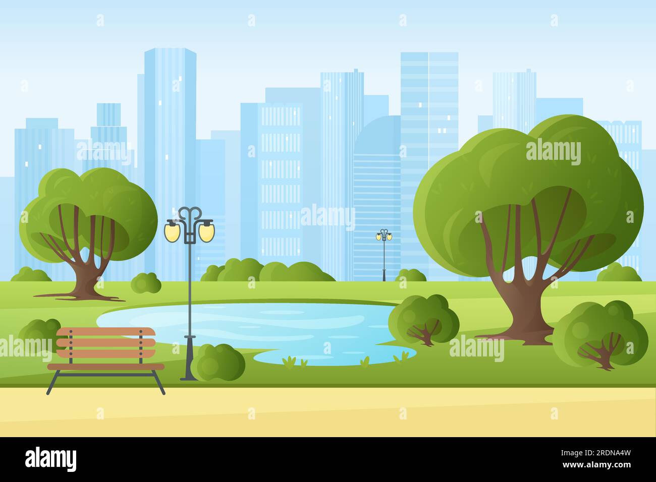 Panorama blue pond on Stock Vector Images - Alamy