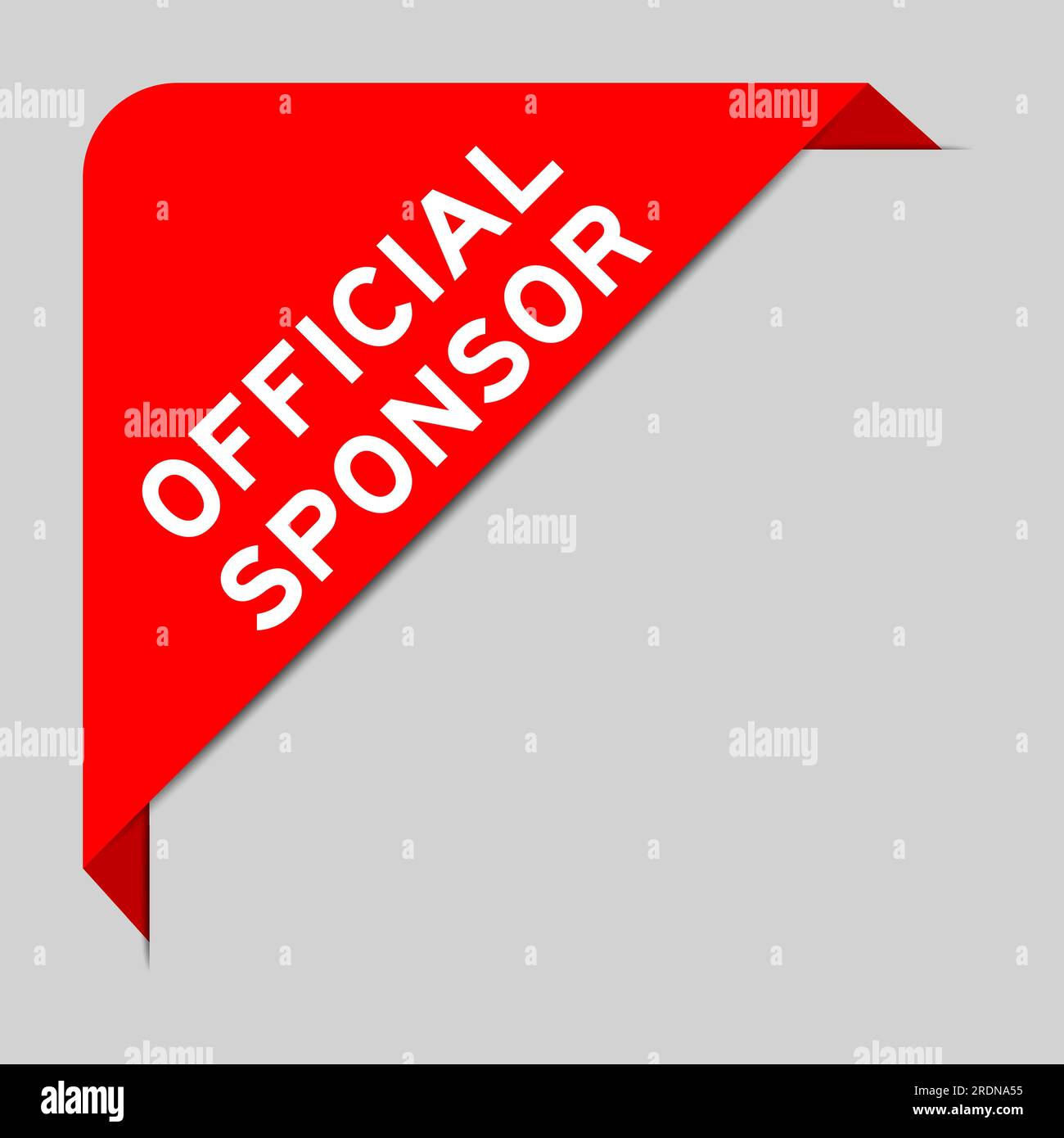 Red color of corner label banner with word official sponsor on gray ...