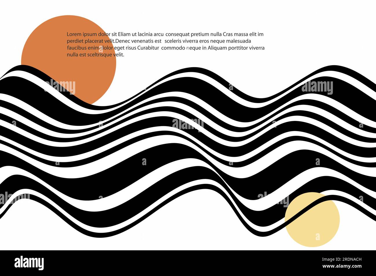 Abstract black and white illustration.Abstract wave. Horizontal lines ...