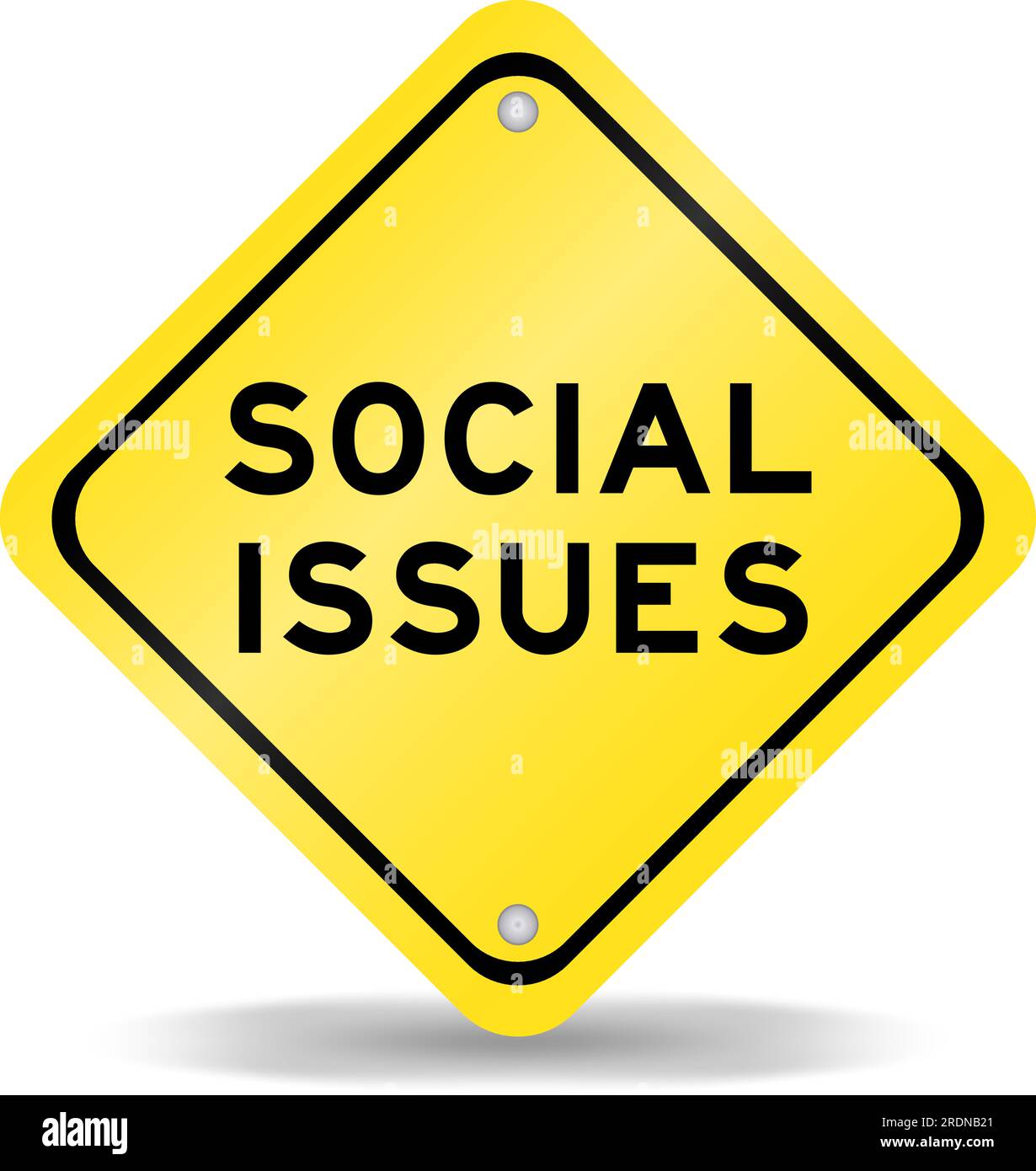 Yellow color transportation sign with word social issues on white ...
